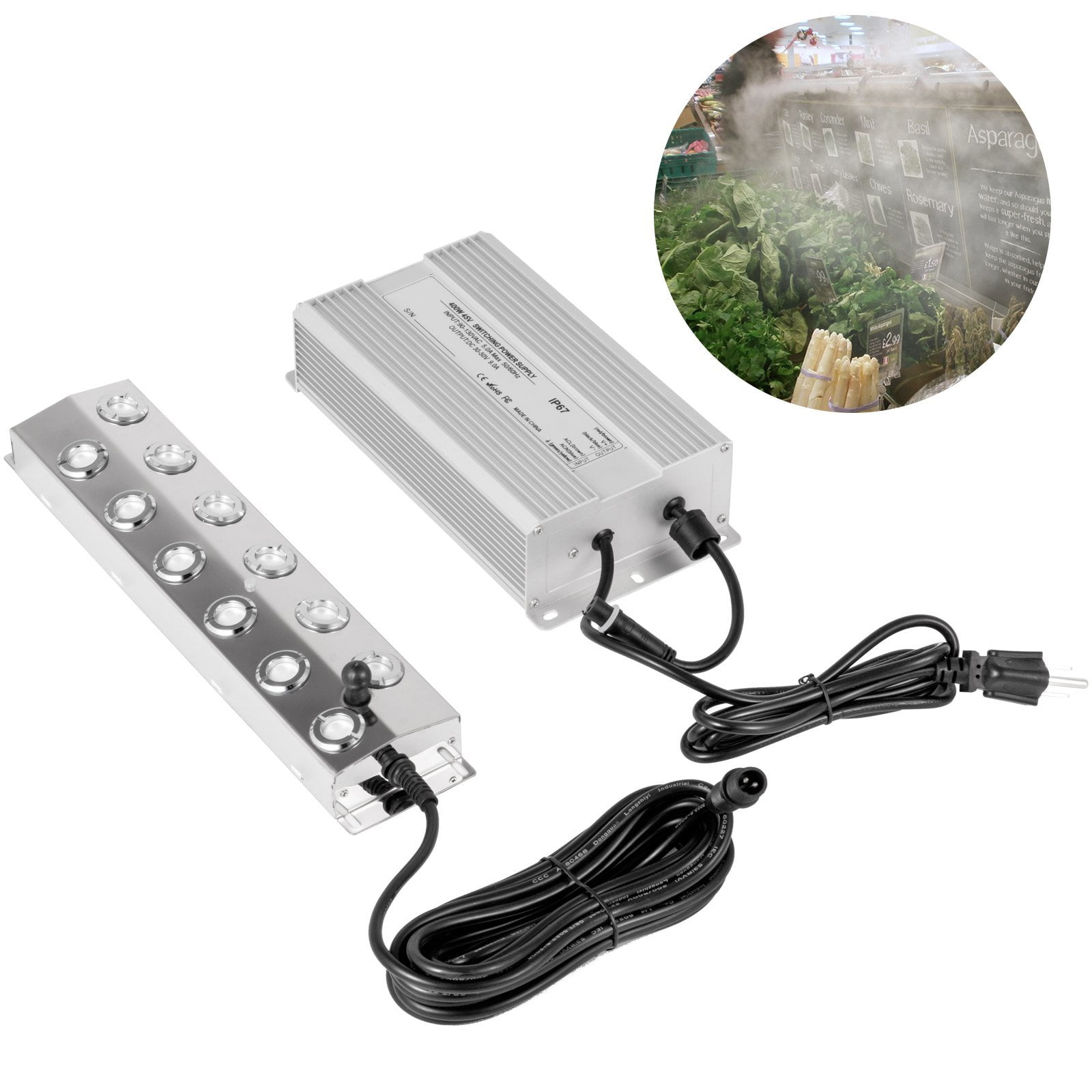 Mist Maker 12 Head Ultrasonic Mist Fogger with Waterproof Power Supply ...