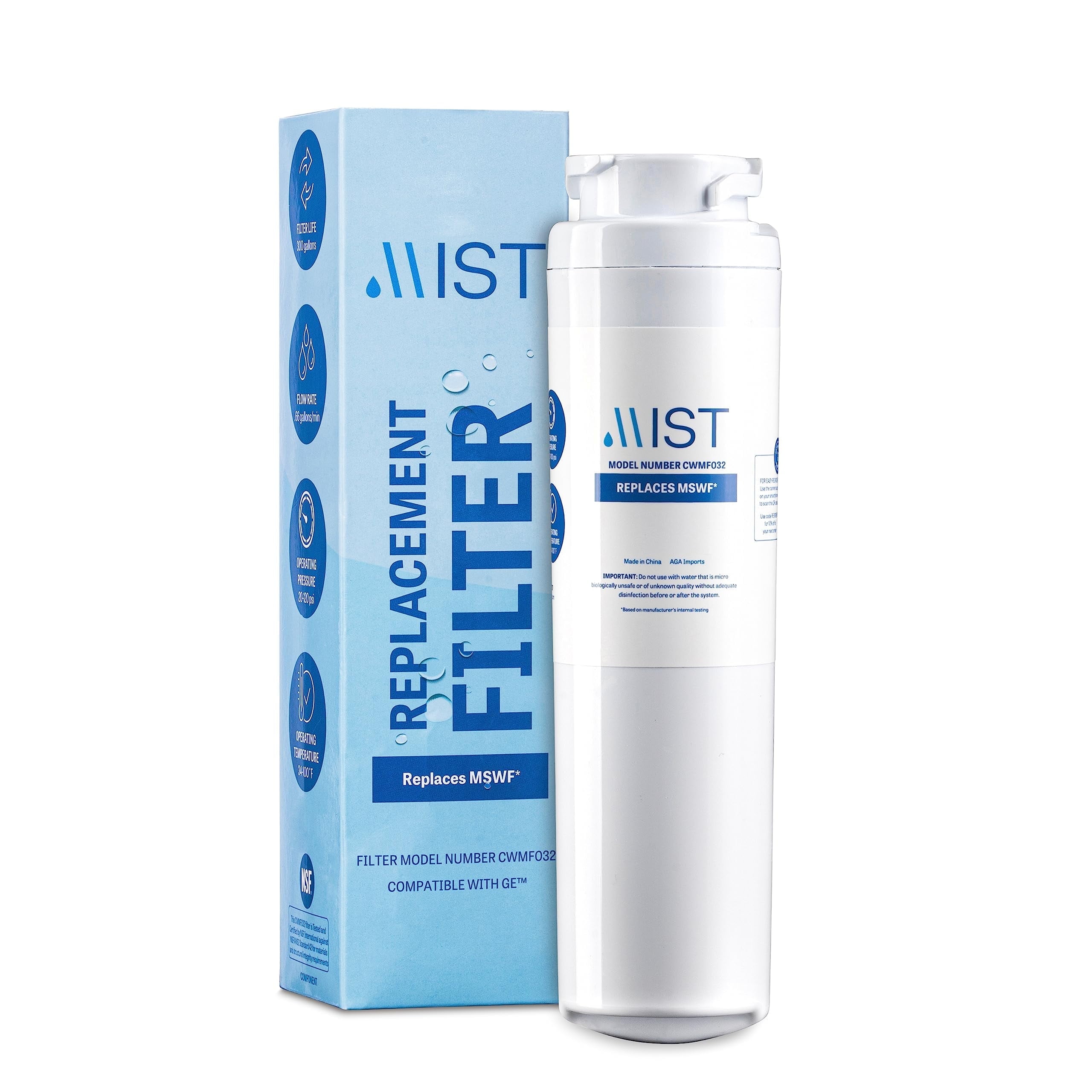 Mist Refrigerator Water Filters for GE MSWF, MSWF3PK, MSWFDS Models ...