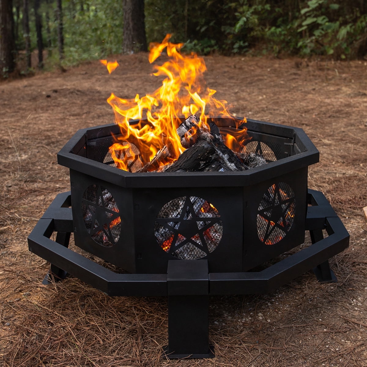 MistMo 35 inch Fire Pit, Outdoor Fire Pit Wood Burning Fire Pits with ...