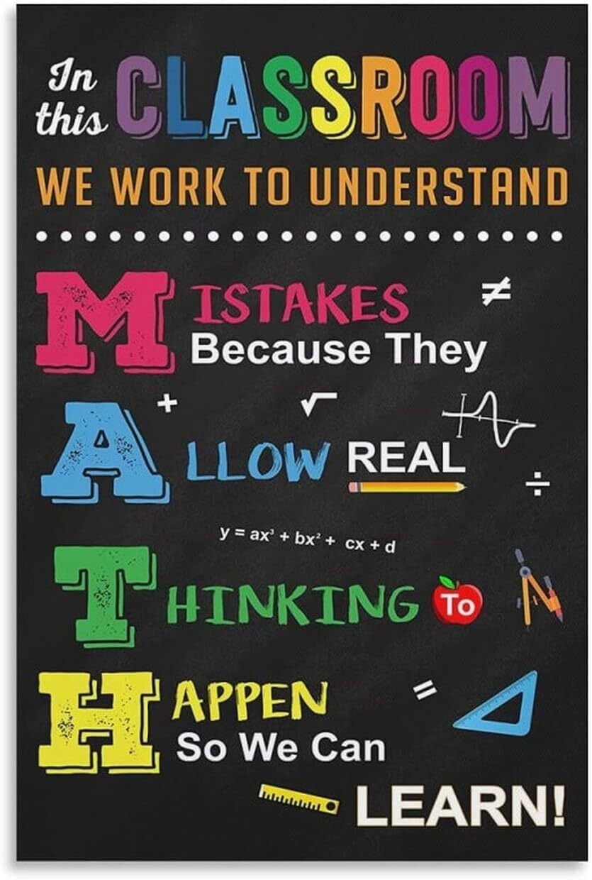 Mistakes Allow Thinking Happen Math Classroom Wall Decor Educational ...