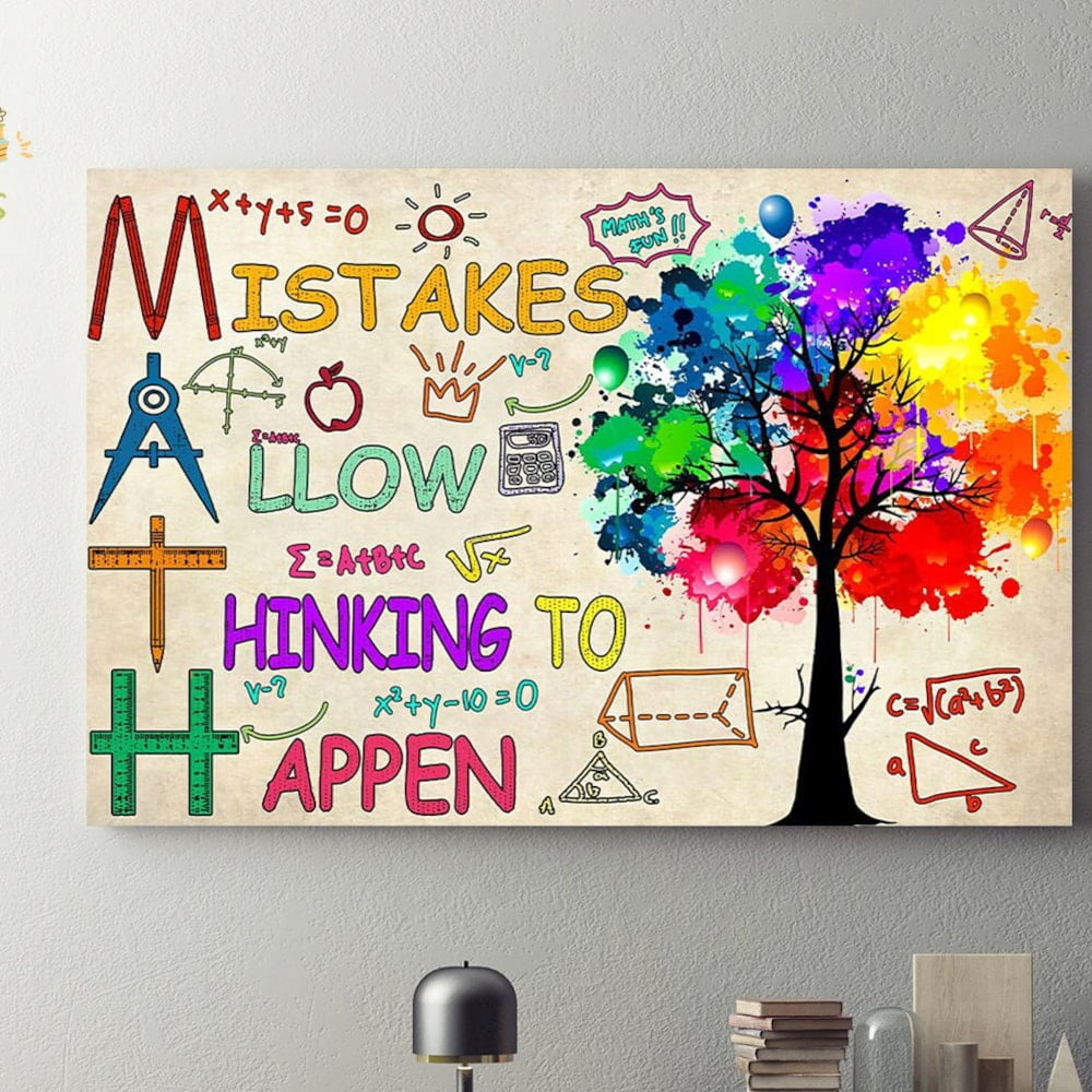 Mistakes Allow Thinking To Happen Sun Poster, Math Poster, Back To ...