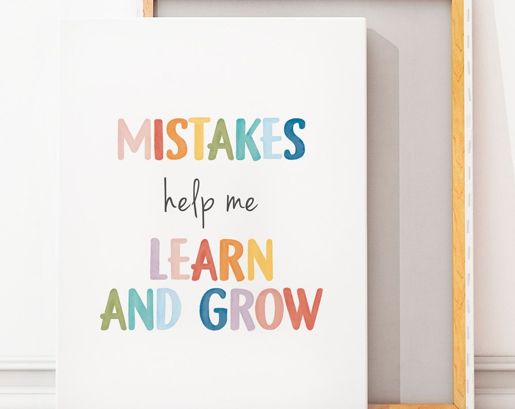 Mistakes Help Me Learn Poster, Growth Mindset, Affirmations, Classroom ...