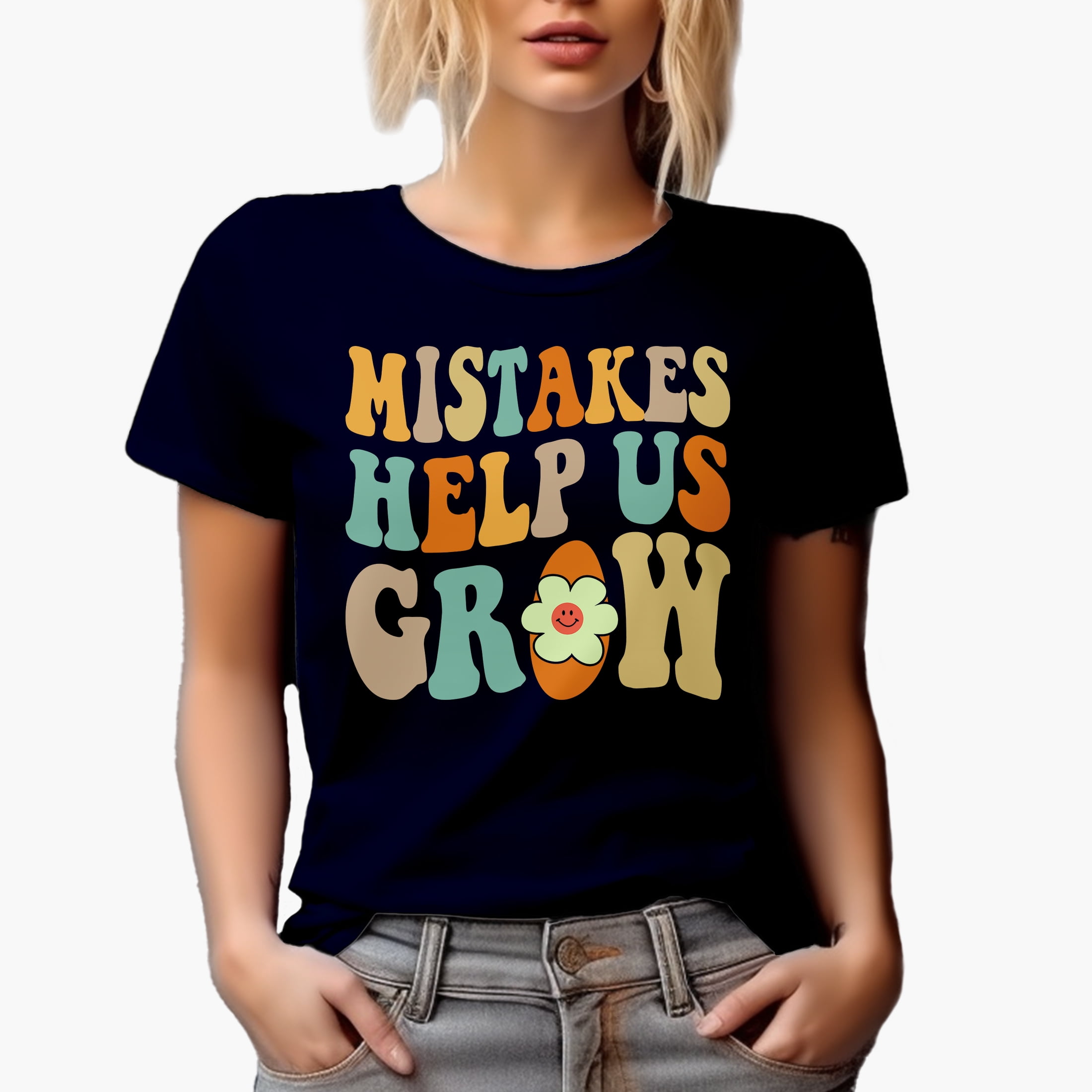 Mistakes Help Us Grow, Inspirational Quote on Growth, Groovy Retro Wavy ...