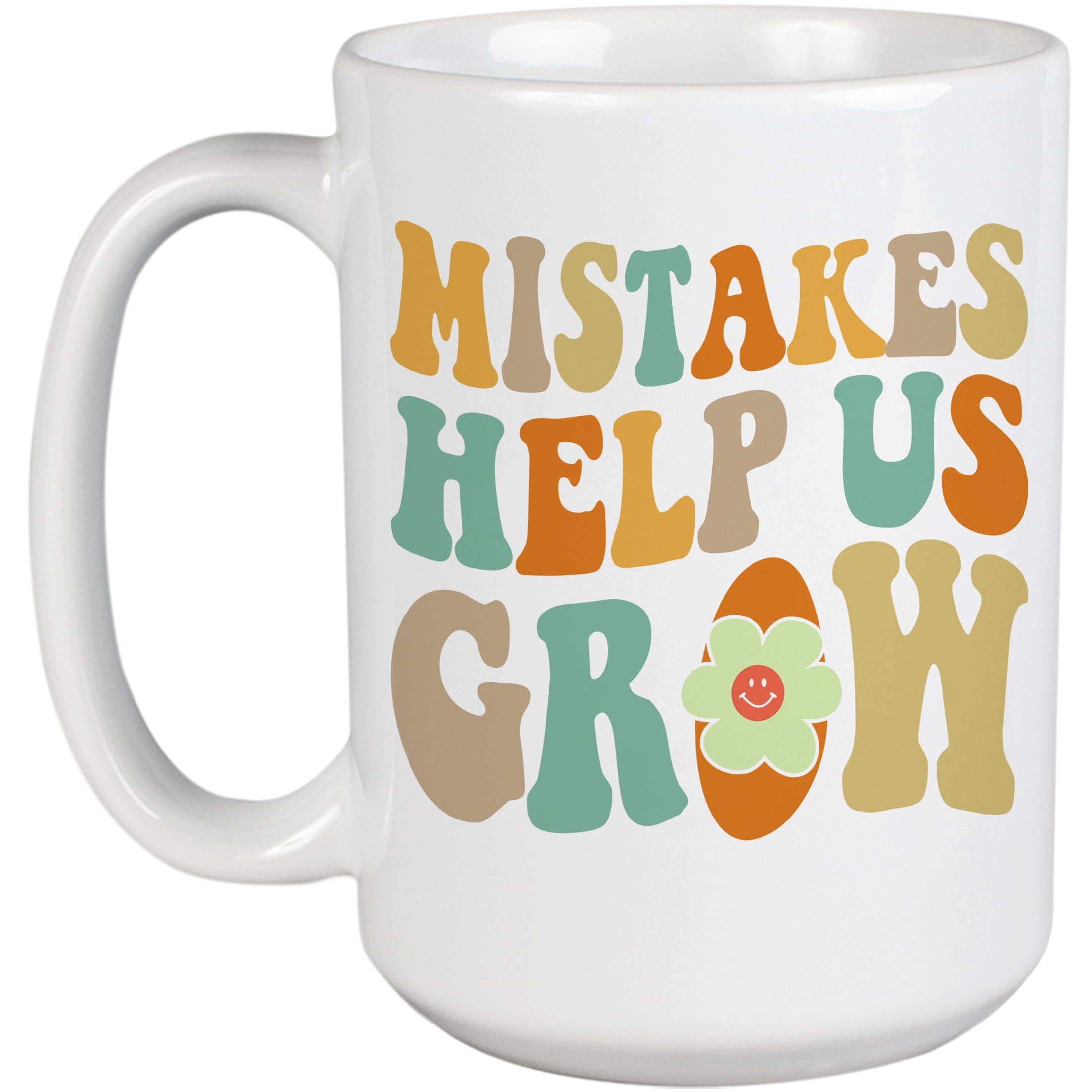 Mistakes Help Us Grow Quote, Groovy Retro Wavy Text Merch Gift, White ...