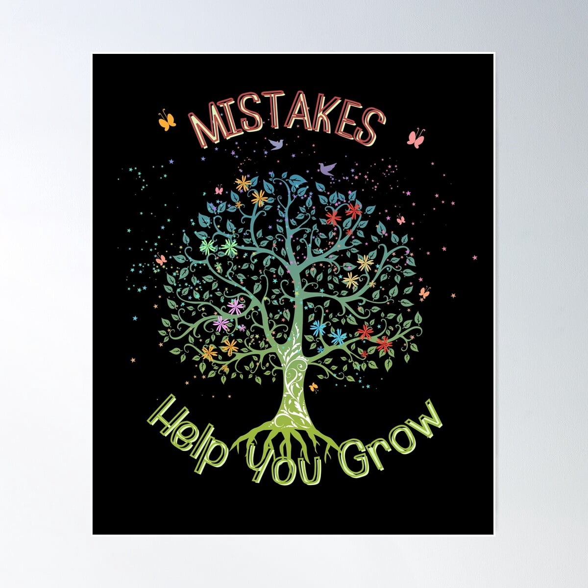 Mistakes Help You Grow (Tree) Poster Wall Art, Modern Wall Decor For ...