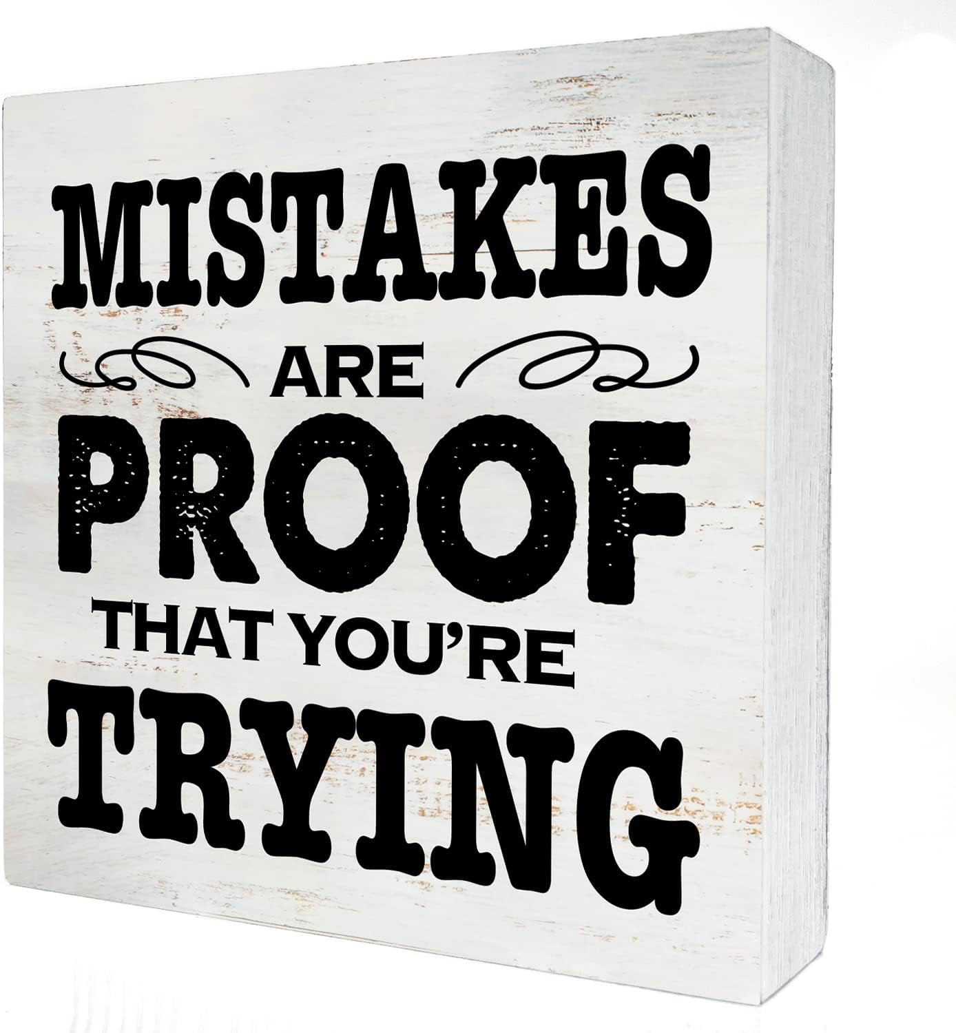 Mistakes are Proof That You’re Trying Wood Box Sign Home Decor Rustic ...
