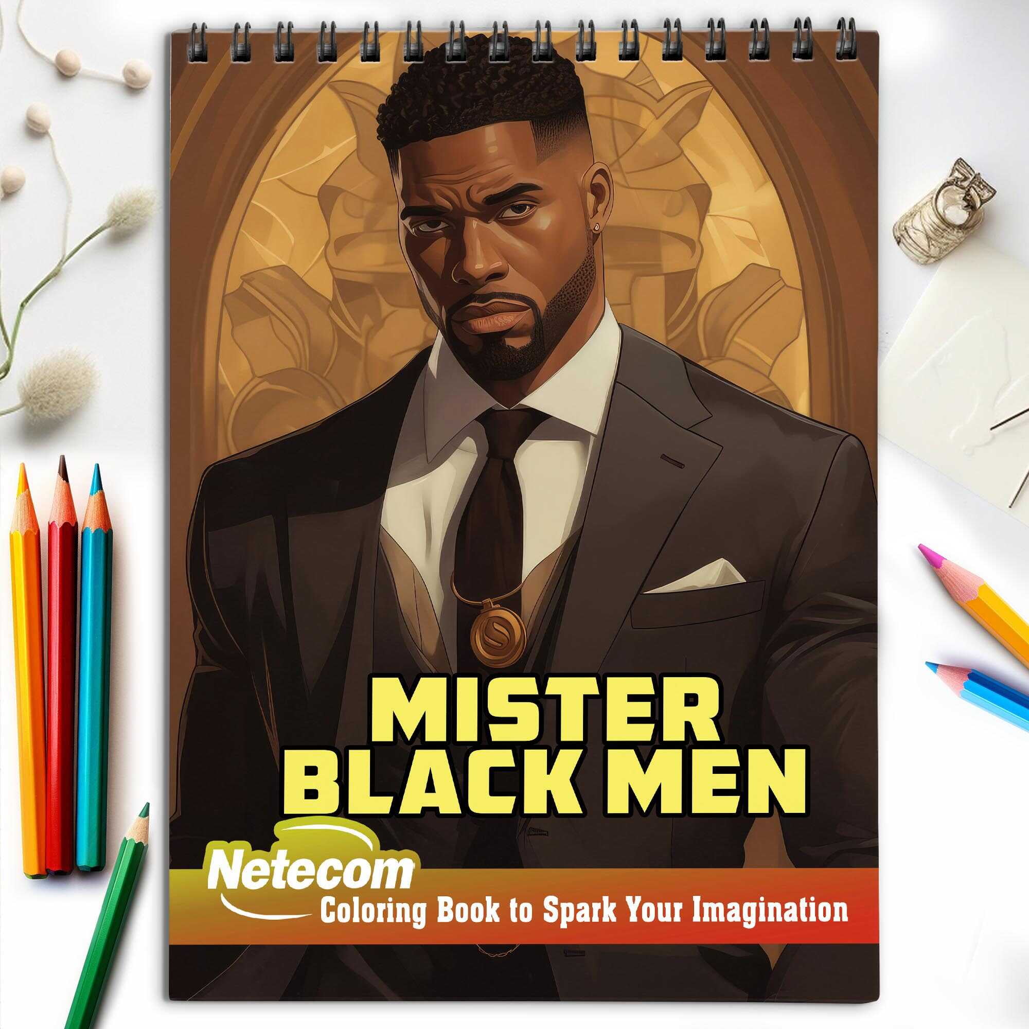 Mister Black Men Spiral Bound Coloring Book, Enchanting Mister Black ...