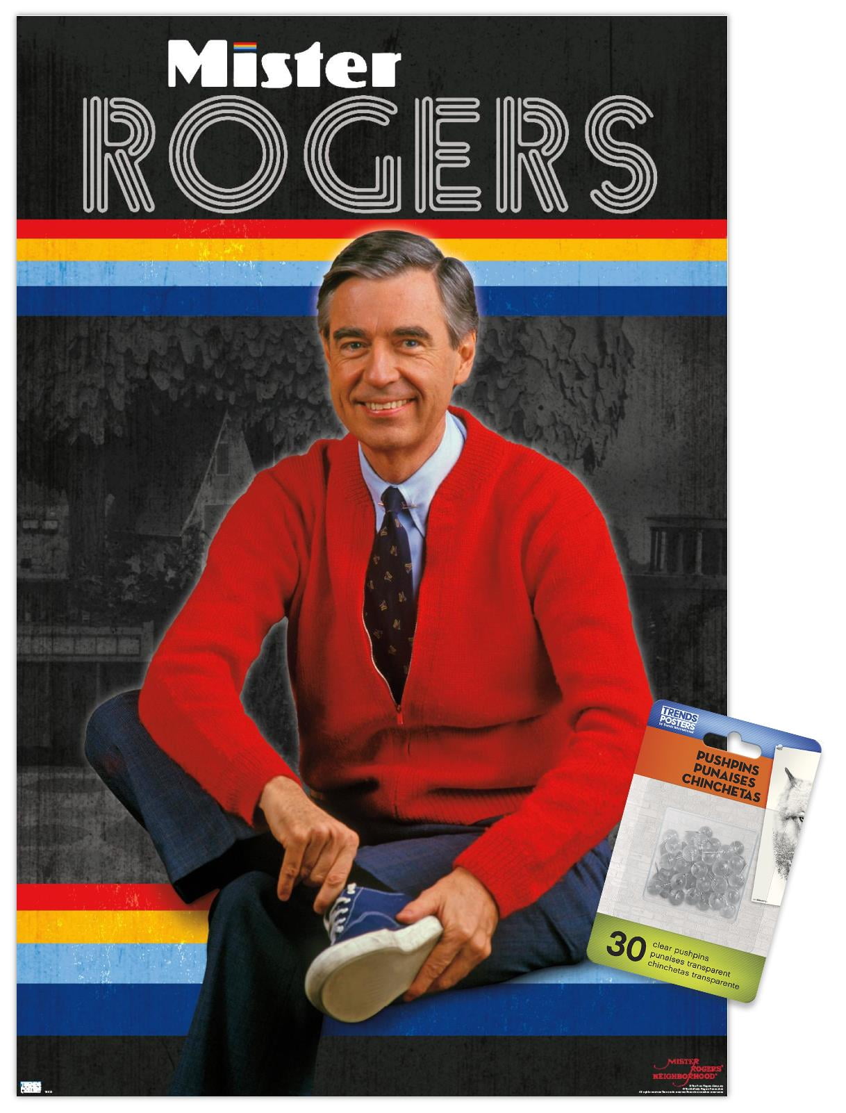 Mister Rogers - Retro Wall Poster with Push Pins, 14.725" x 22.375 ...