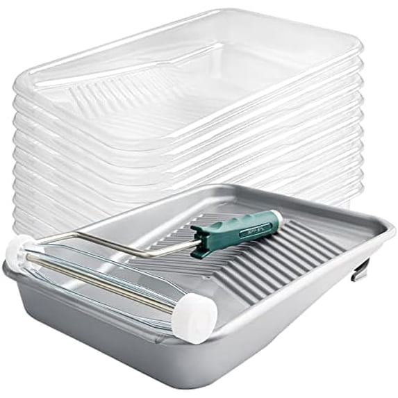 Mister Rui 12 Pack 9 Inch Disposable Paint Tray with Liner and 5 Wire ...