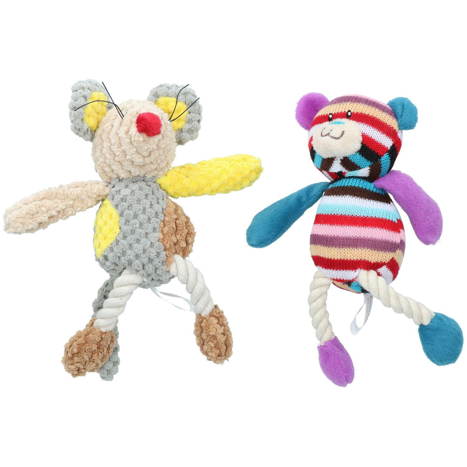 Mister Tilly Teddy & Molly Mouse Dog Toy With Squeak 23cm & 20cm ...