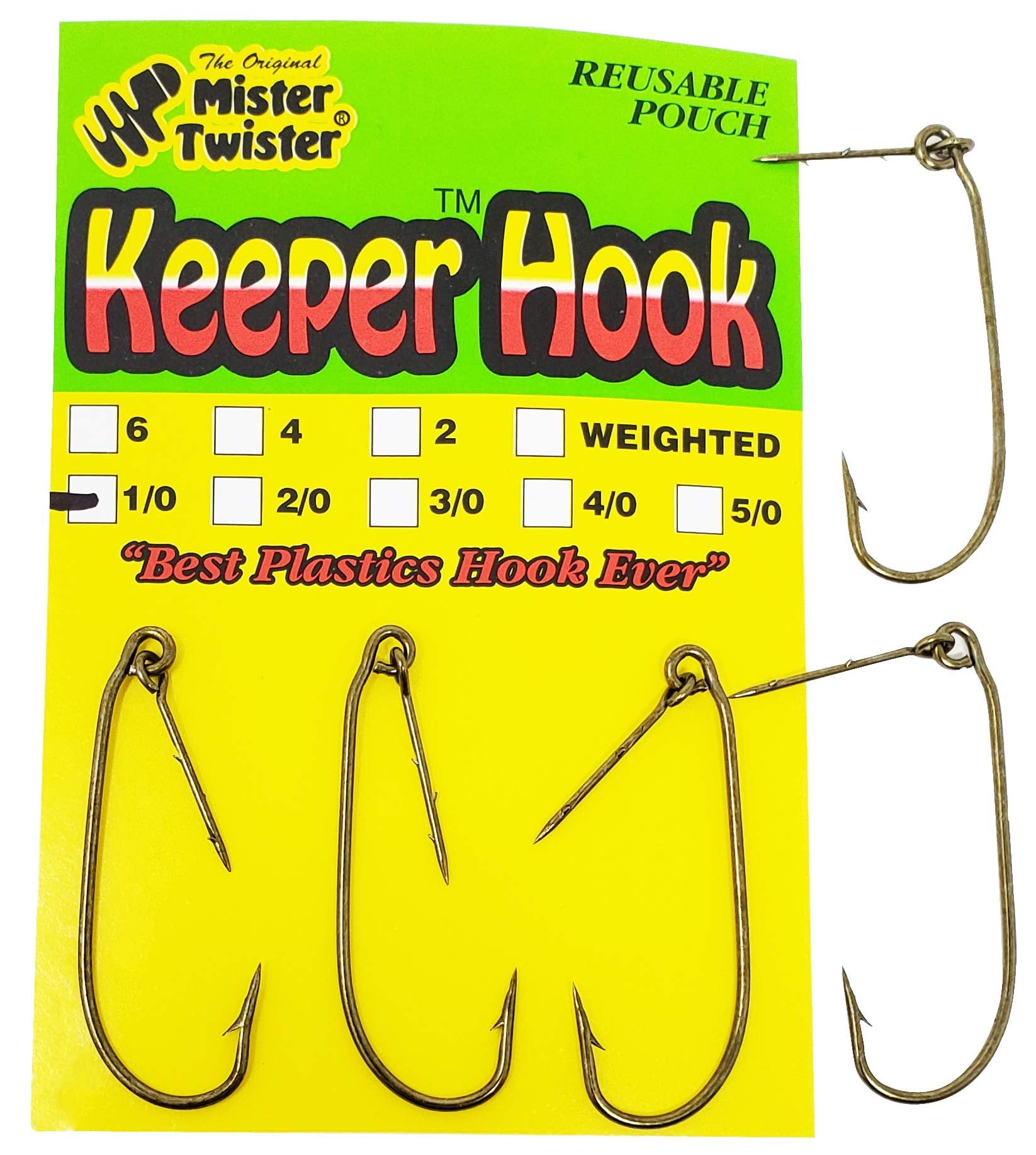 Mister Twister KH5-1/0 Keeper Hook Size 1/0 Weedless Worm Bronze 5 ...