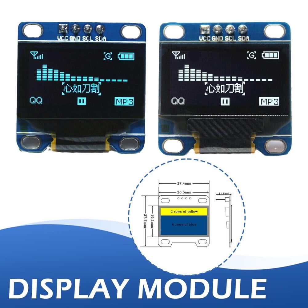 Misterolina 096 OLED SSD1306 I2C IIC SPI Serial 128X64 LCD Display Gelb Blau F1Z M - Walmart.com