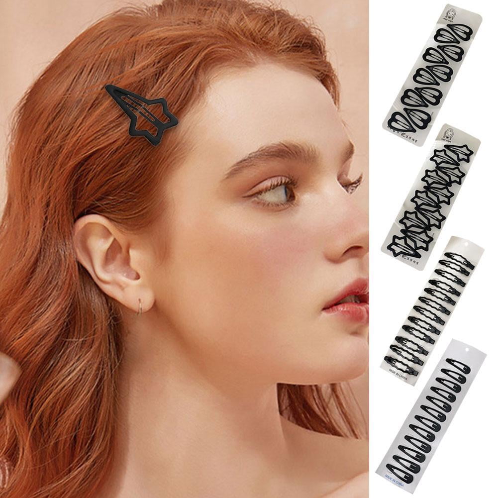 Misterolina 1012 pcs black star hair clips snap grips emo punk party ...