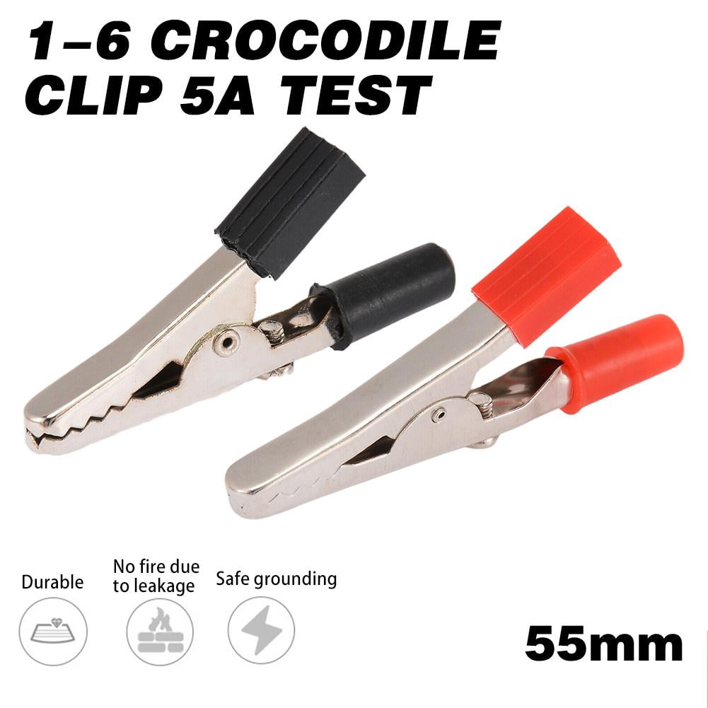 Misterolina 2pcs HeavyDuty Crocodile Insulated Alligator Clip PAIR 5A ...