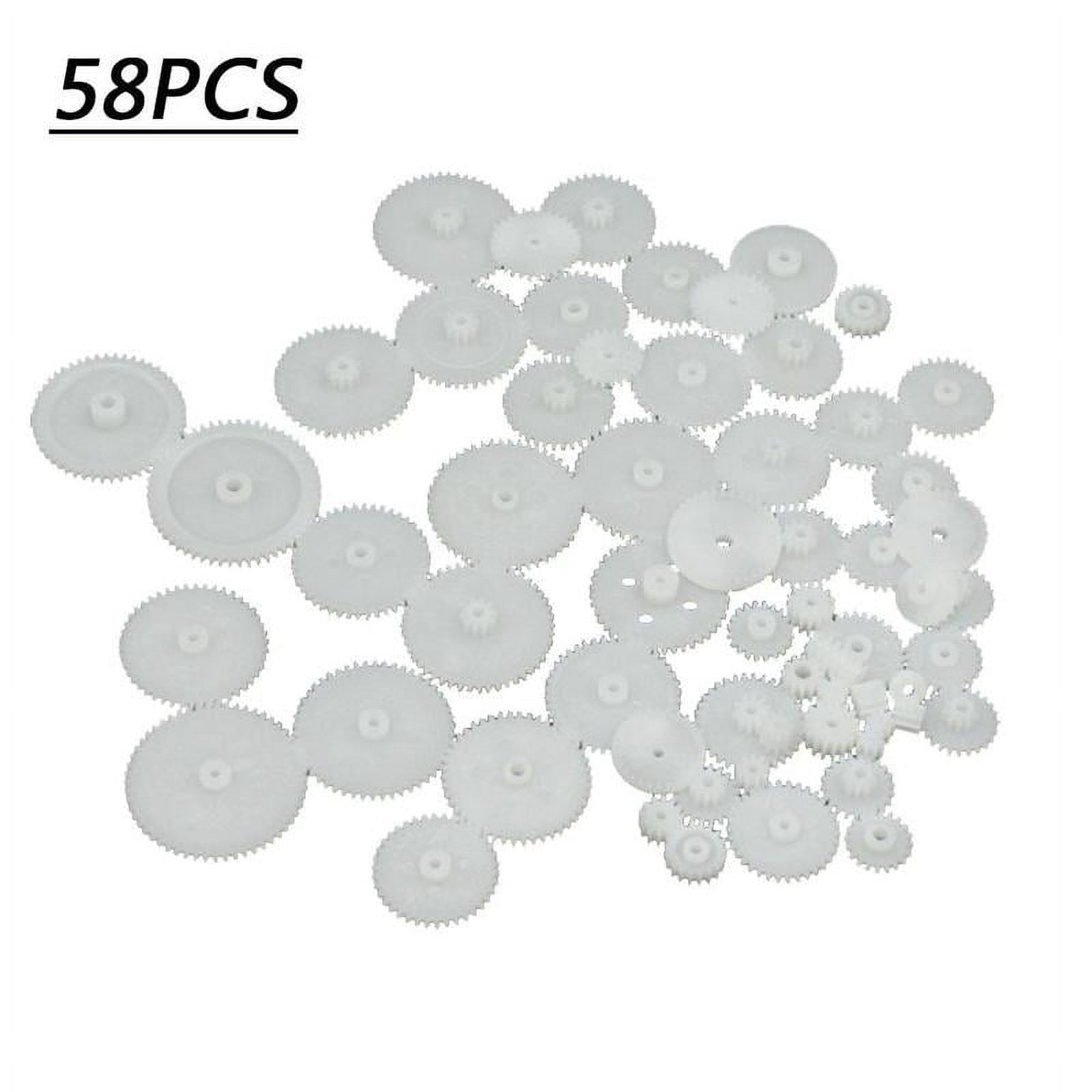 58Pcs Plastic Gears Set Shaft Motor Gear Gearbox Robot Toy White Kits ...