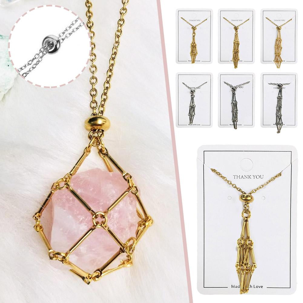 Misterolina Crystal Stone Holder Necklace Adjustable Crystal Cage ...