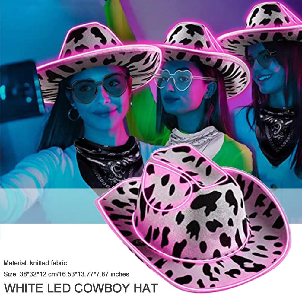 Misterolina LED Flashing Neon Pink EL Wire Sequin Cowboy Party Hat By ...