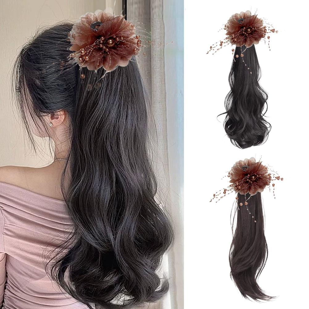 Misterolina Ponytail Wig for Women, Grab Clip Style Long Curly Hair ...