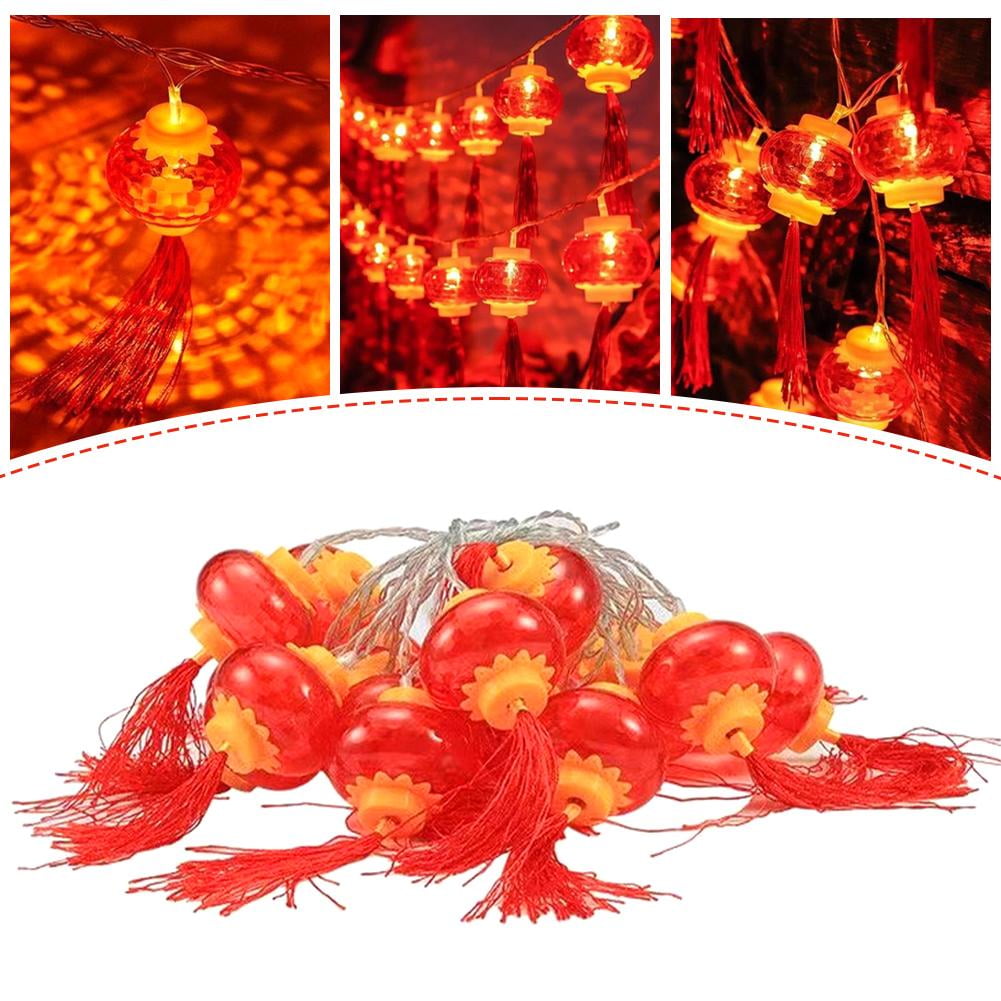 Misterolina Red Lantern Chinese Knot LED String Light Battery Operated ...
