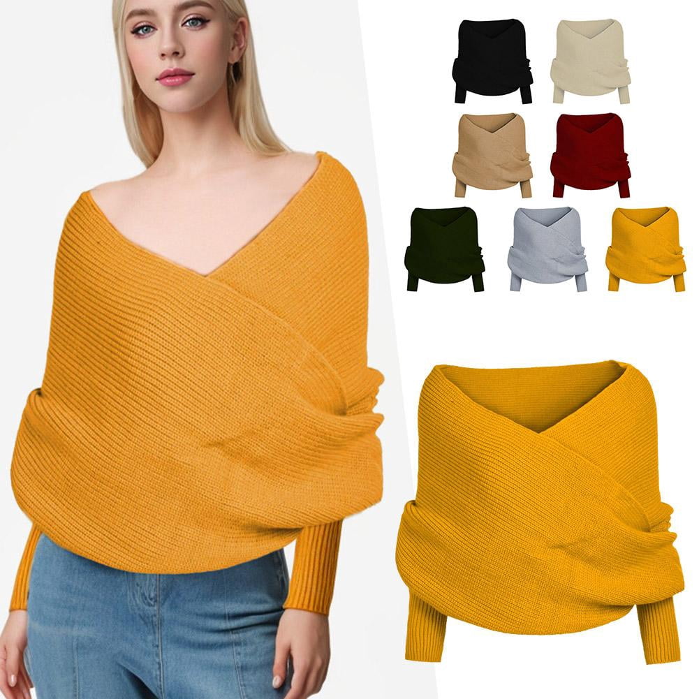Misterolina Scarf with Slves for Women,Knit Sweater Tops Scarf,Snowfall ...