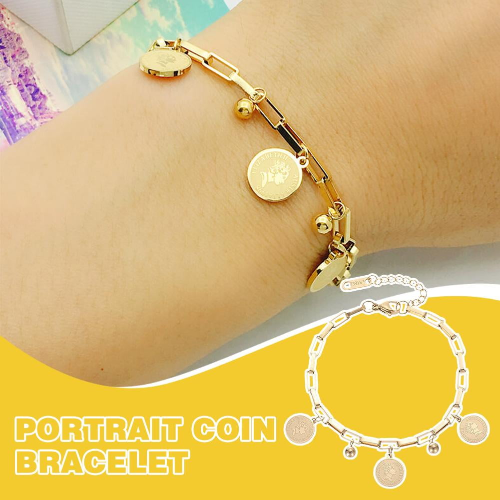 Misterolina Woman Gold Plated Stainless Steel Elizabeth Coin Charm ...