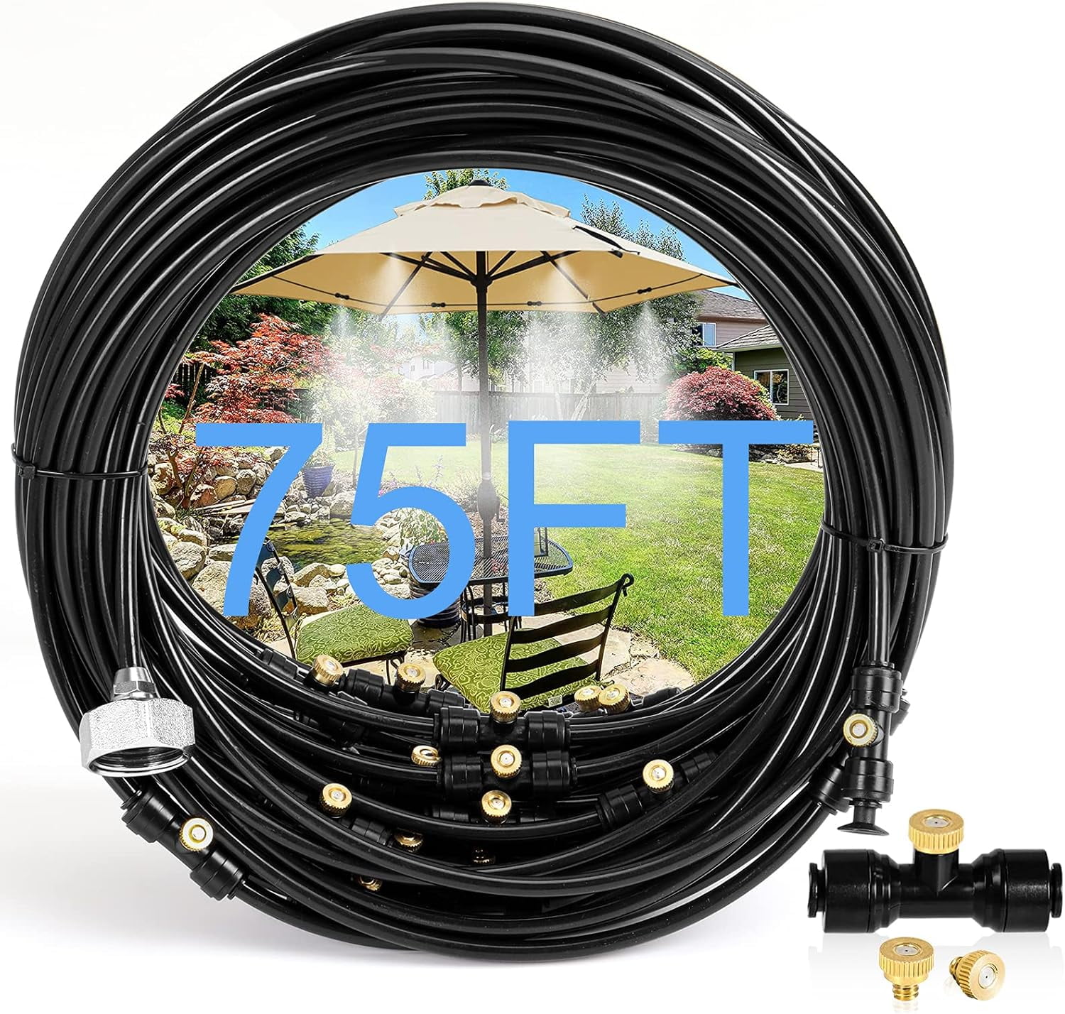 Misters for Outside Patio - 75FT Misting Cooling System with 28 Brass ...