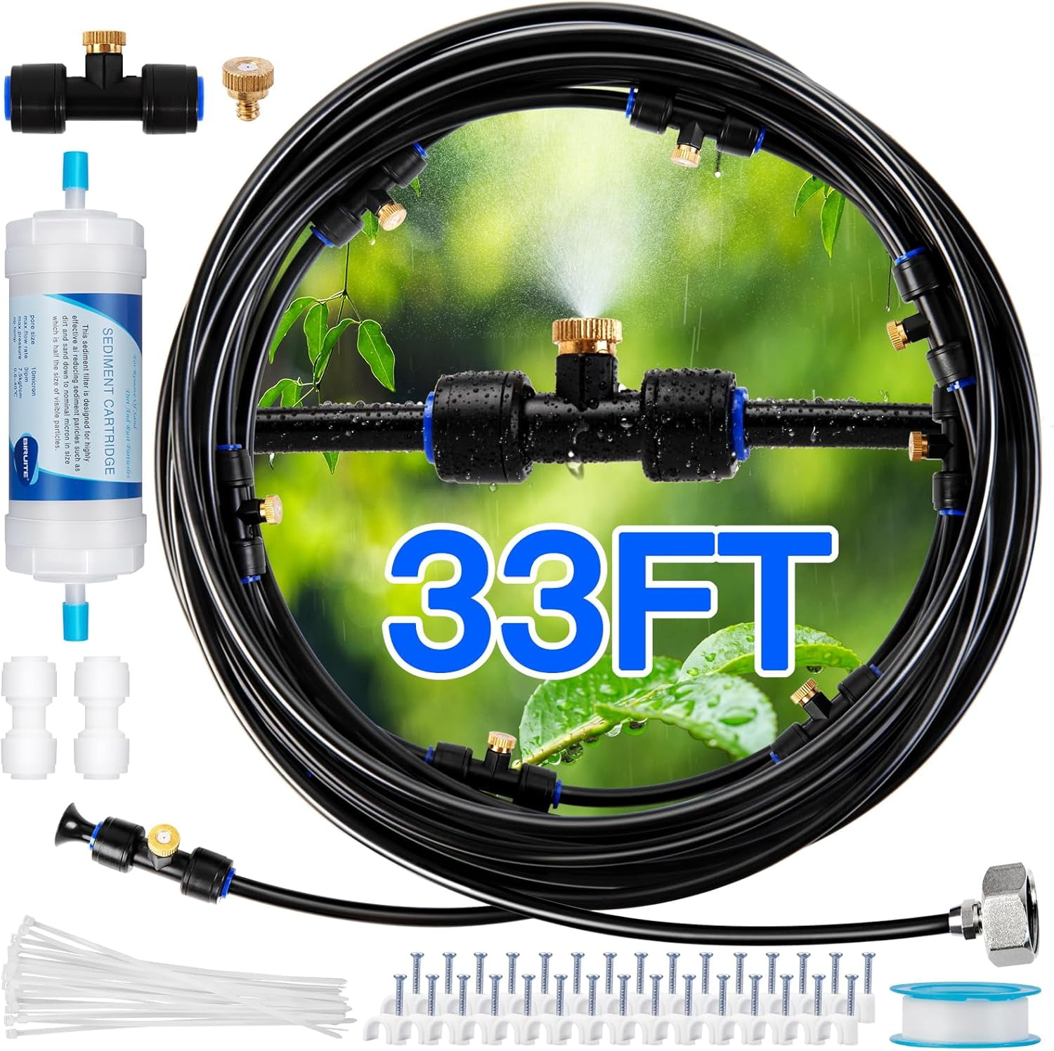 Misters for Outside Patio with Water Filter - 33Ft(10M) Misting system ...