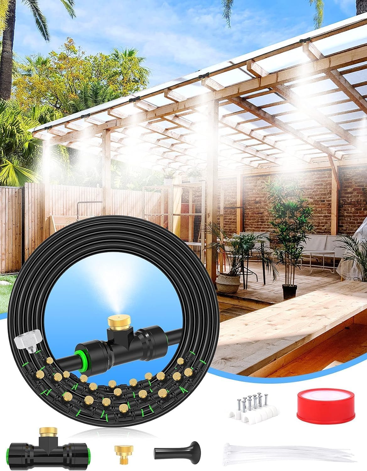 Misters for outside Patio 63 Feet (19.2 Meters) ,Detachable Outdoor ...