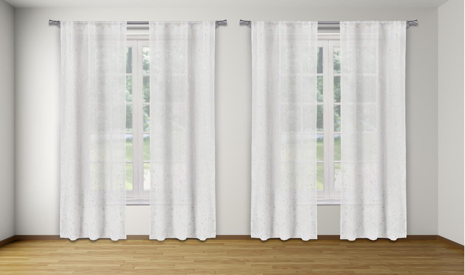 Mistie Metallic Puff Print Leaves Window Curtain Set - Walmart.com