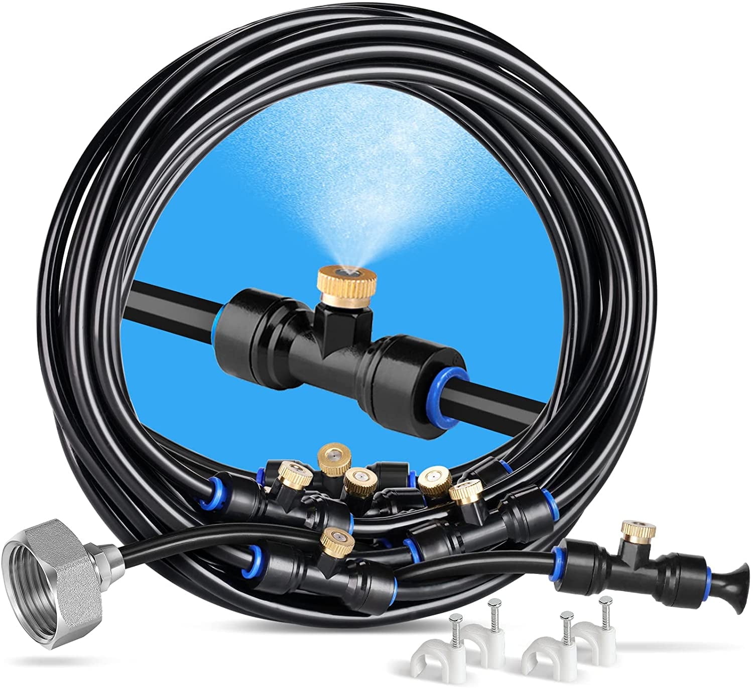 Misting Cooling System 26FT Misting Line + 20 Brass Mist Nozzles ...