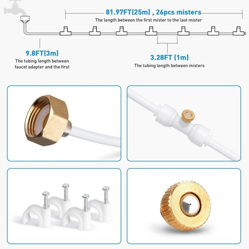 Misting Cooling System, Outdoor Mister for Patio Cooling, Garden ...