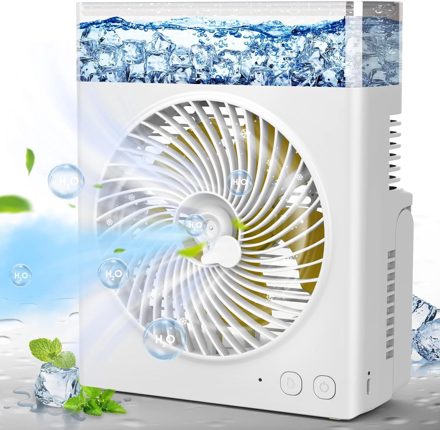 Misting Fan Portable, 16000mAh 8-Inch Rechargeable Battery Operated Fan ...