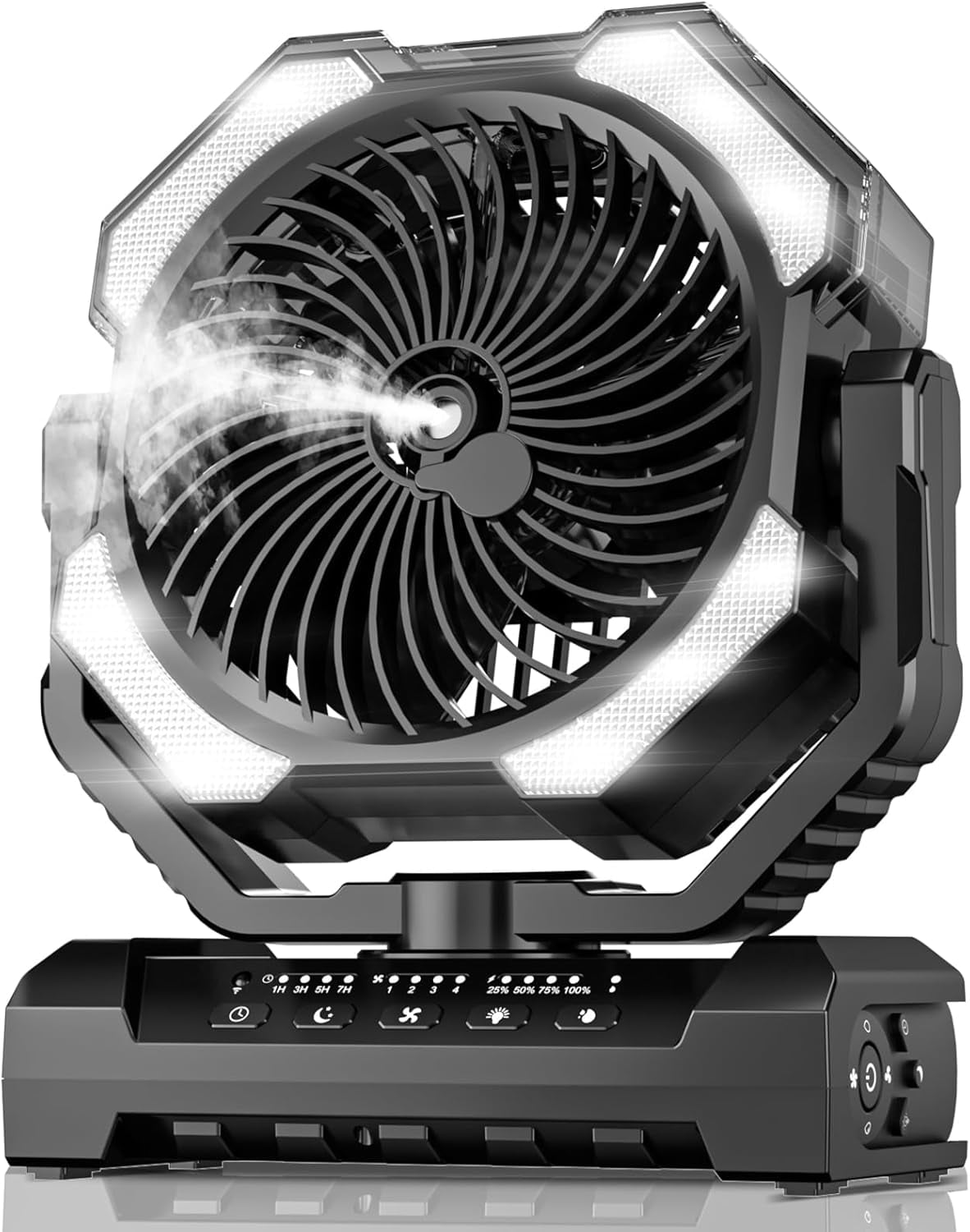 Misting Fan Portable with 250ml Water Tank, 24000mAh Rechargeable ...