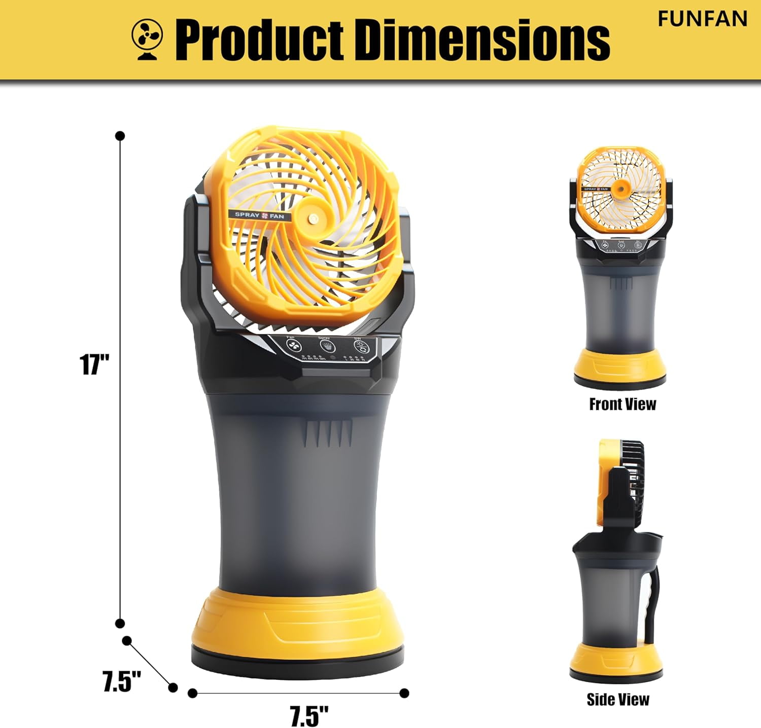 Misting Fan, Portable Camping Fan 20000mah, Rechargeable with Remote ...
