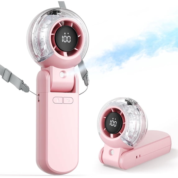 Misting Fan Portable Handheld Turbo with Mist, LED Display, Neck & Desk ...