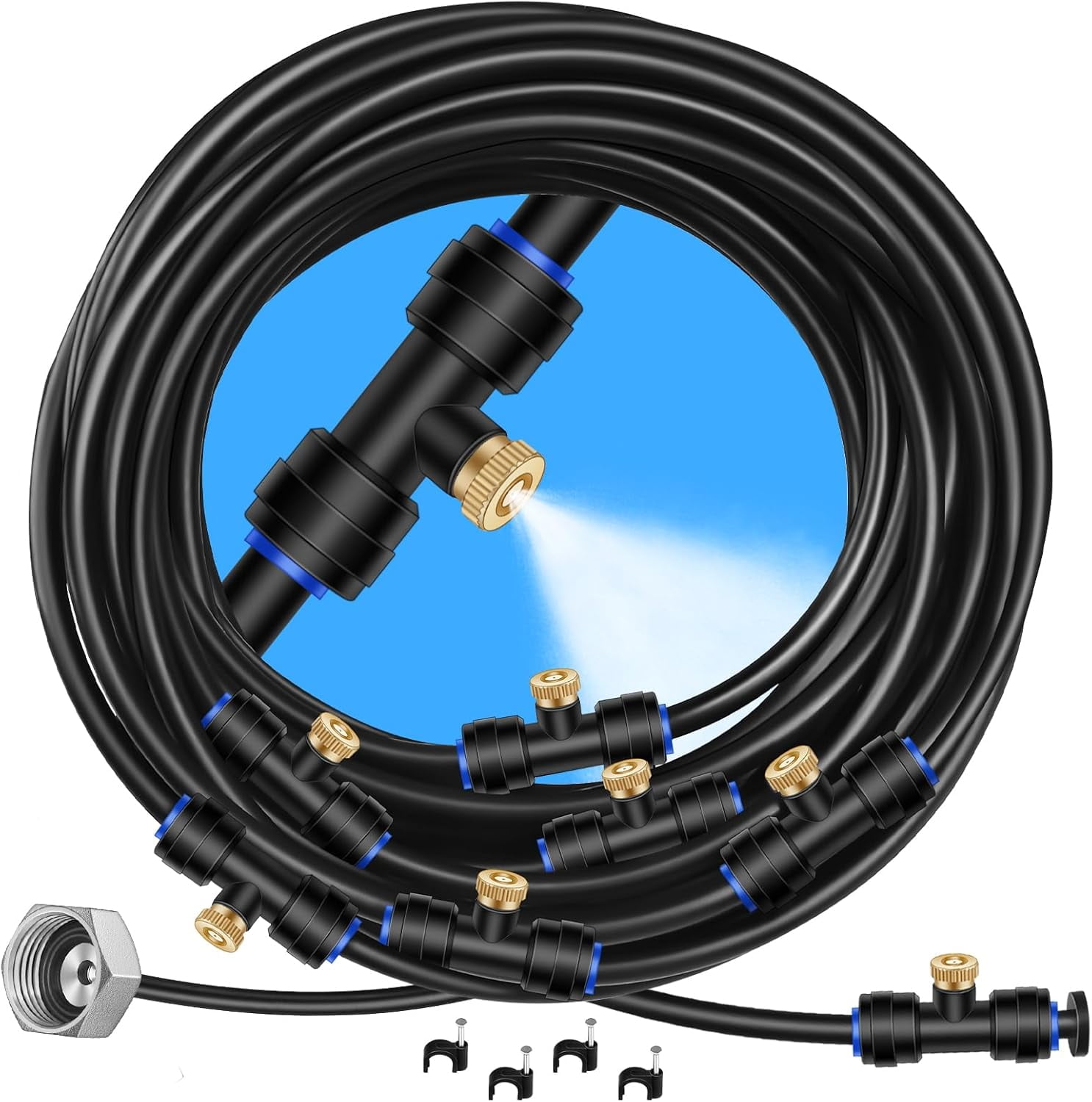 Misting System, 75FT (23M) Misting Line + 28 Brass Mist Nozzles + Brass ...