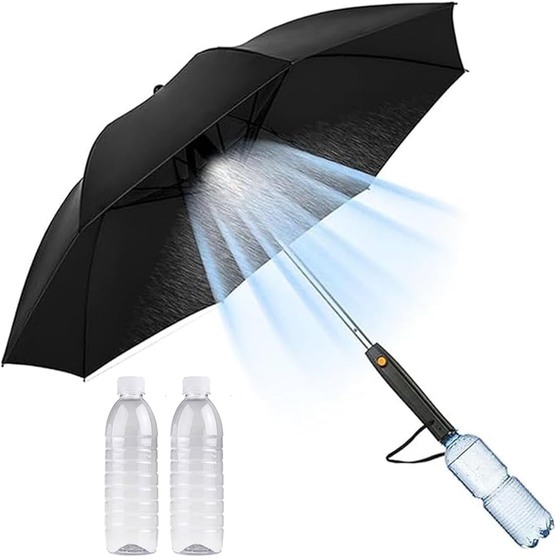 Misting Umbrella with Fan & Water Bottle, Mist Spray Sun Umbrella with ...