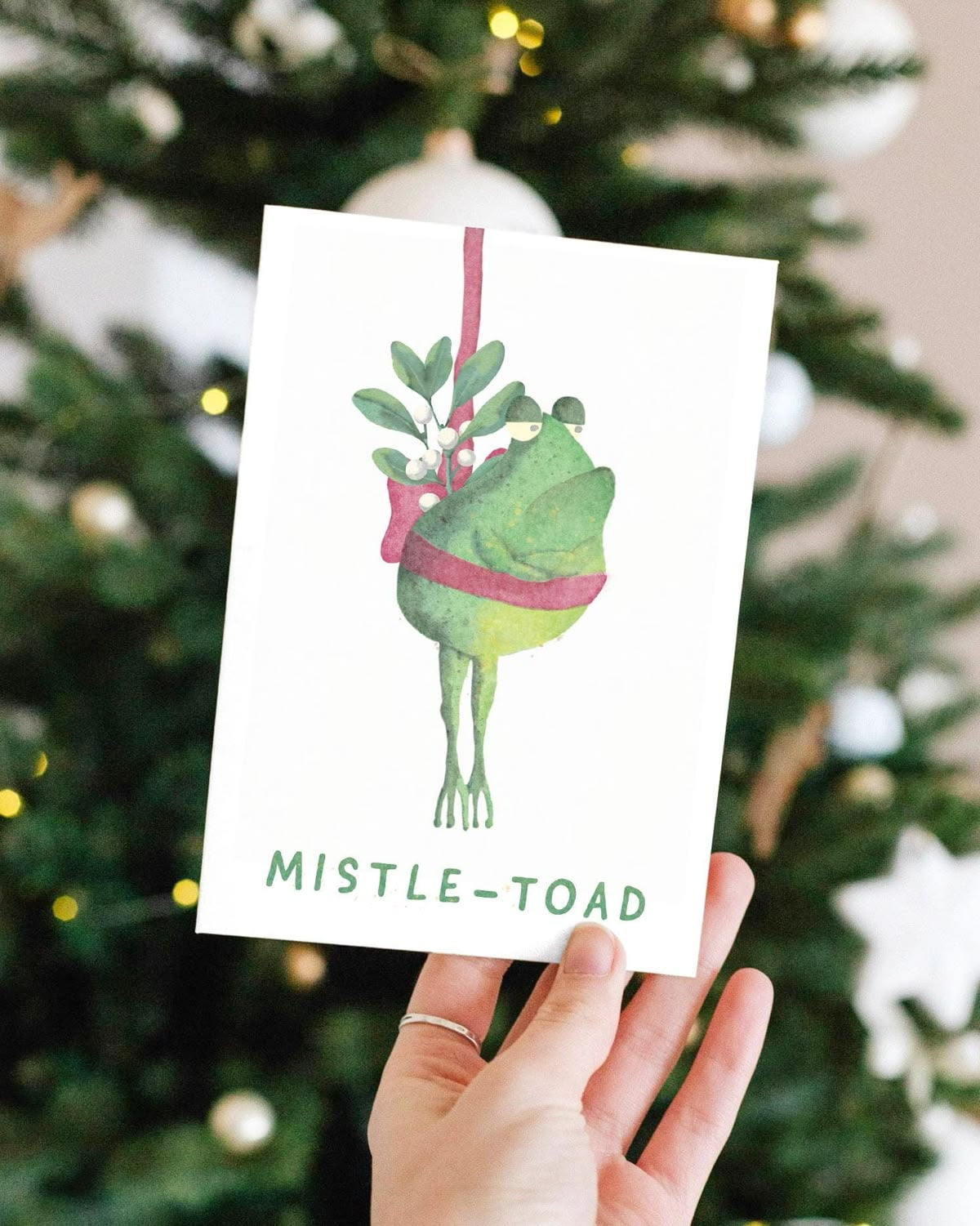 Mistle-Toad Holiday Card – Fun and Whimsical Frog Design with Mistletoe ...