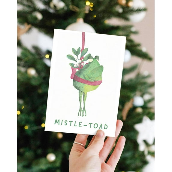 Mistle-Toad Holiday Card – Fun and Whimsical Frog Design with Mistletoe ...