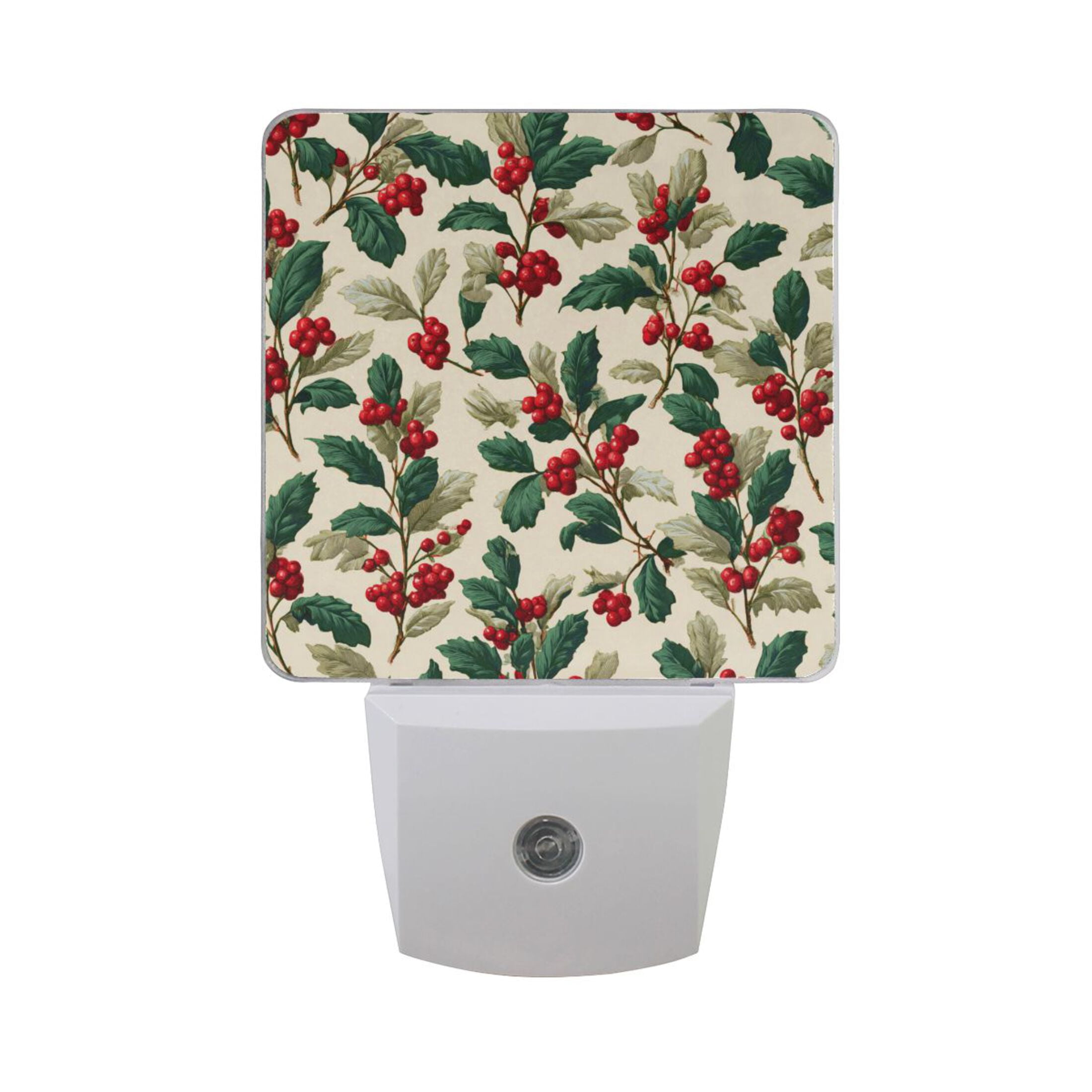 Mistletoe Holly Leaves Christmas LED Night Light Sensor Lamp Plug-in ...