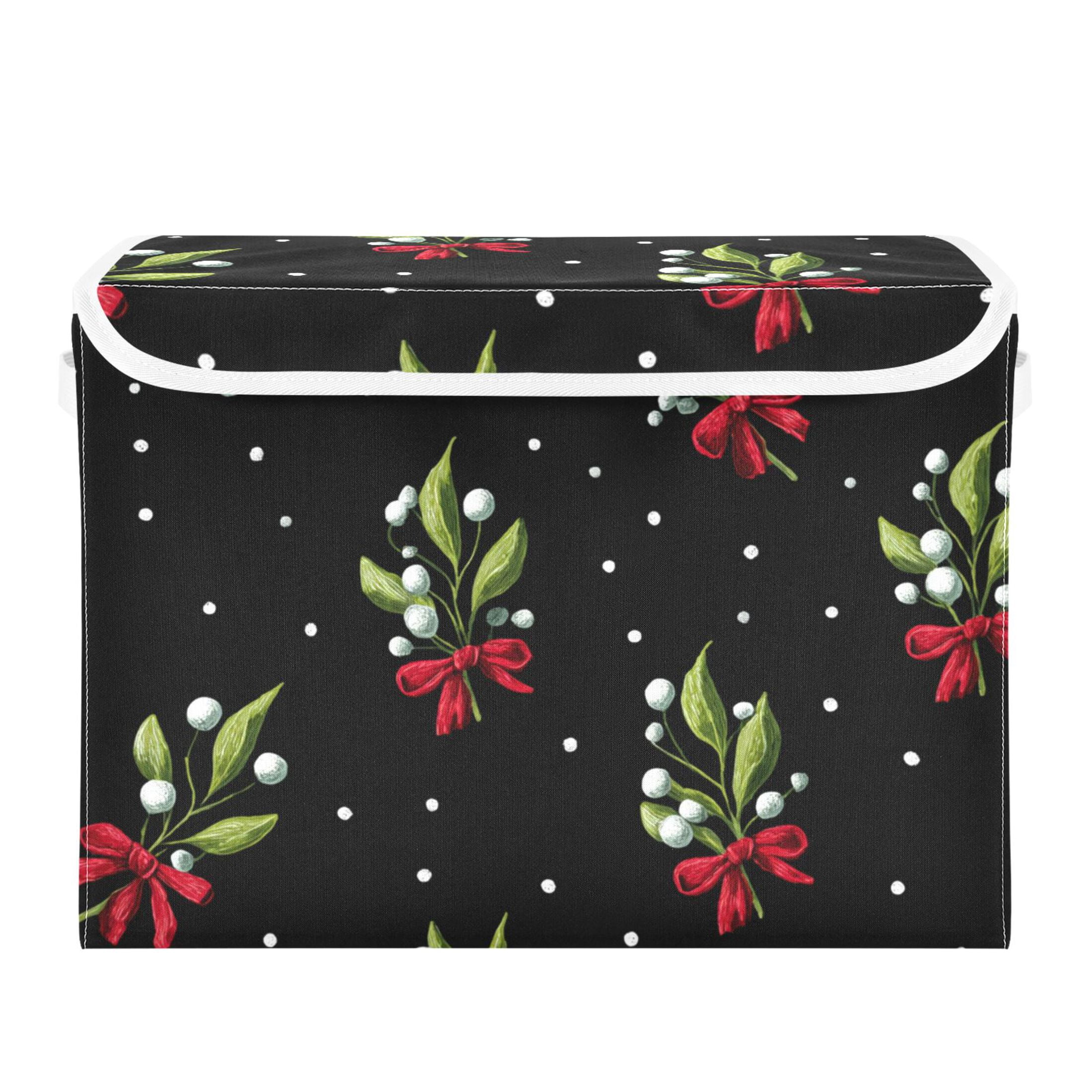 Mistletoe Pattern with Red Bows Christmas Foldable Storage Bins with ...