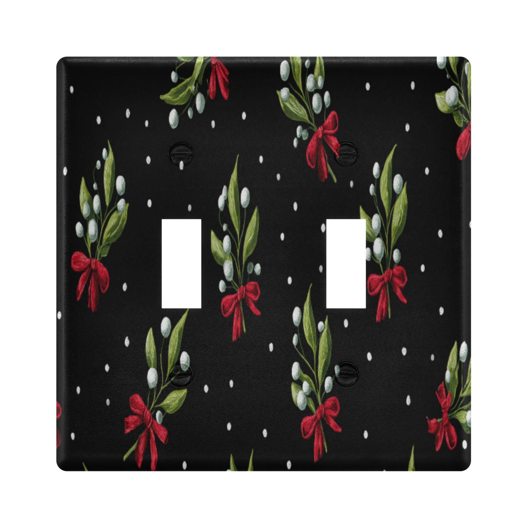 Mistletoe Pattern with Red Bows Christmas Light Switch Cover Electrical ...