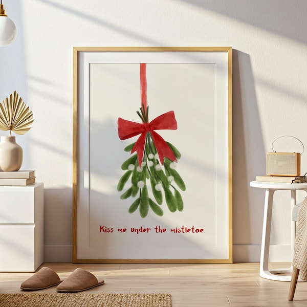Mistletoe Poster | Christmas Decor | Kiss Me Under The Mistletoe ...