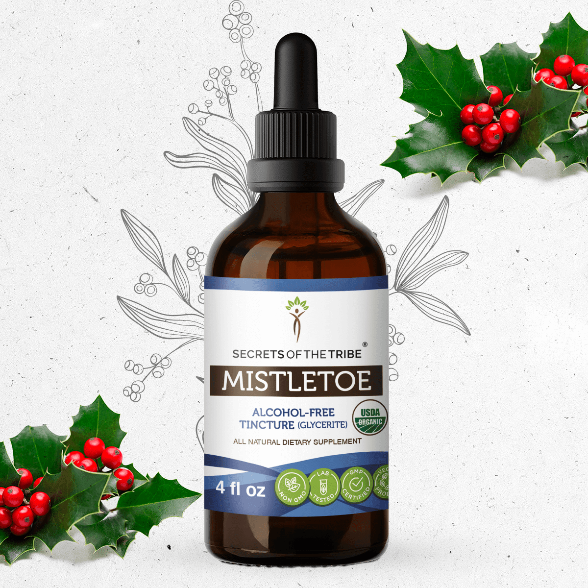 Mistletoe Tincture Alcohol-FREE Extract, Organic Mistletoe (Viscum ...