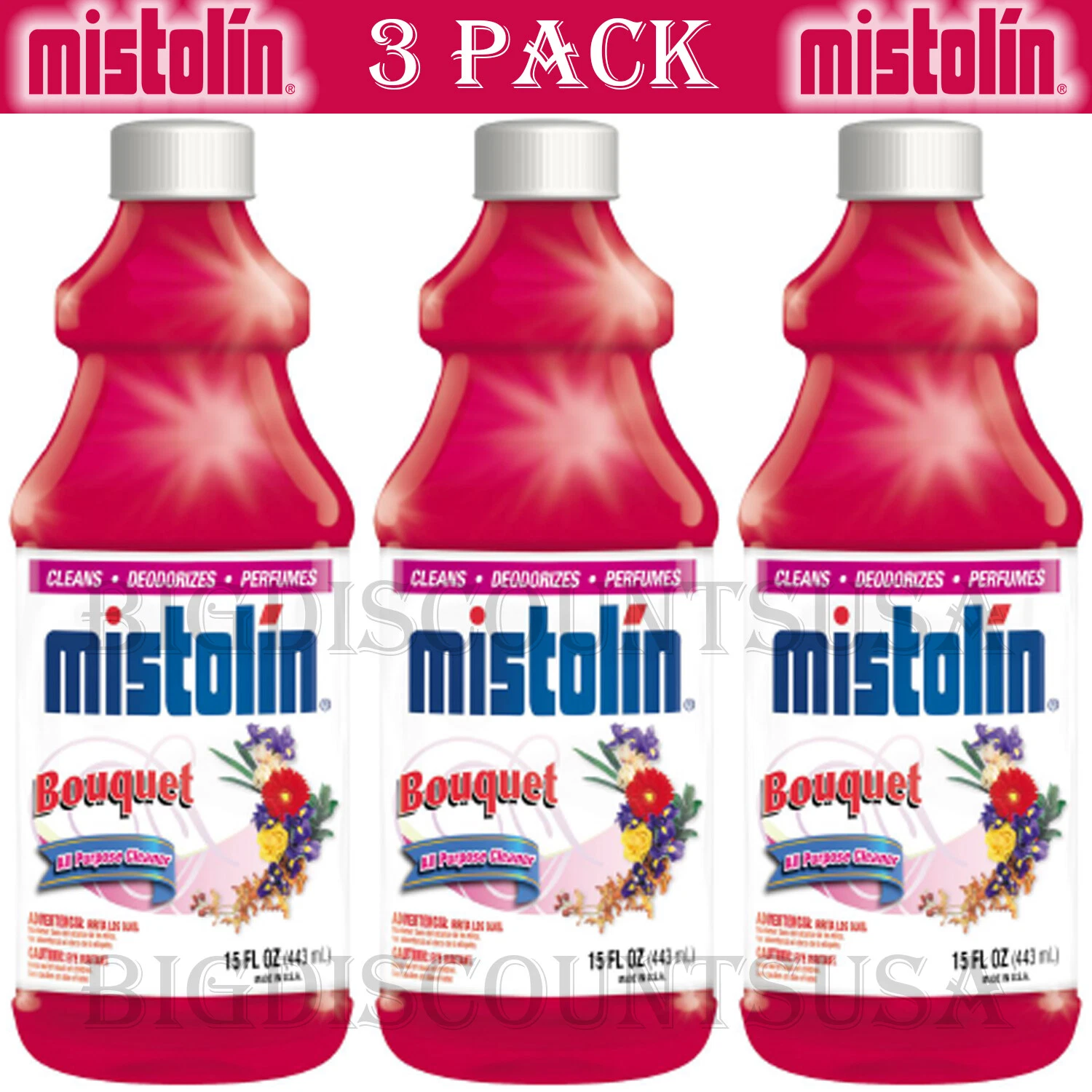 Mistolin 3 Pack General All Purpose Cleaning Solution Kit Bouquet 15 Fl ...