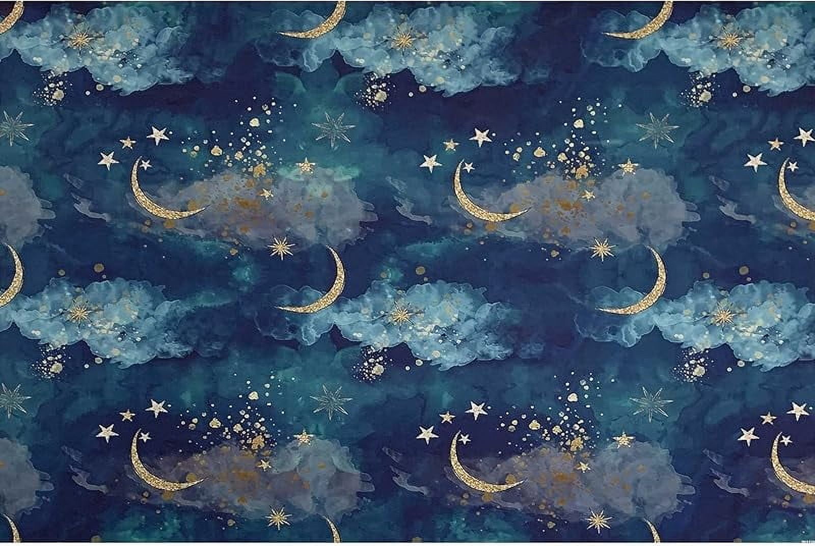 Misty Blue Cloud Gold Moon Stars Newborn Backdrop for Photography Baby ...