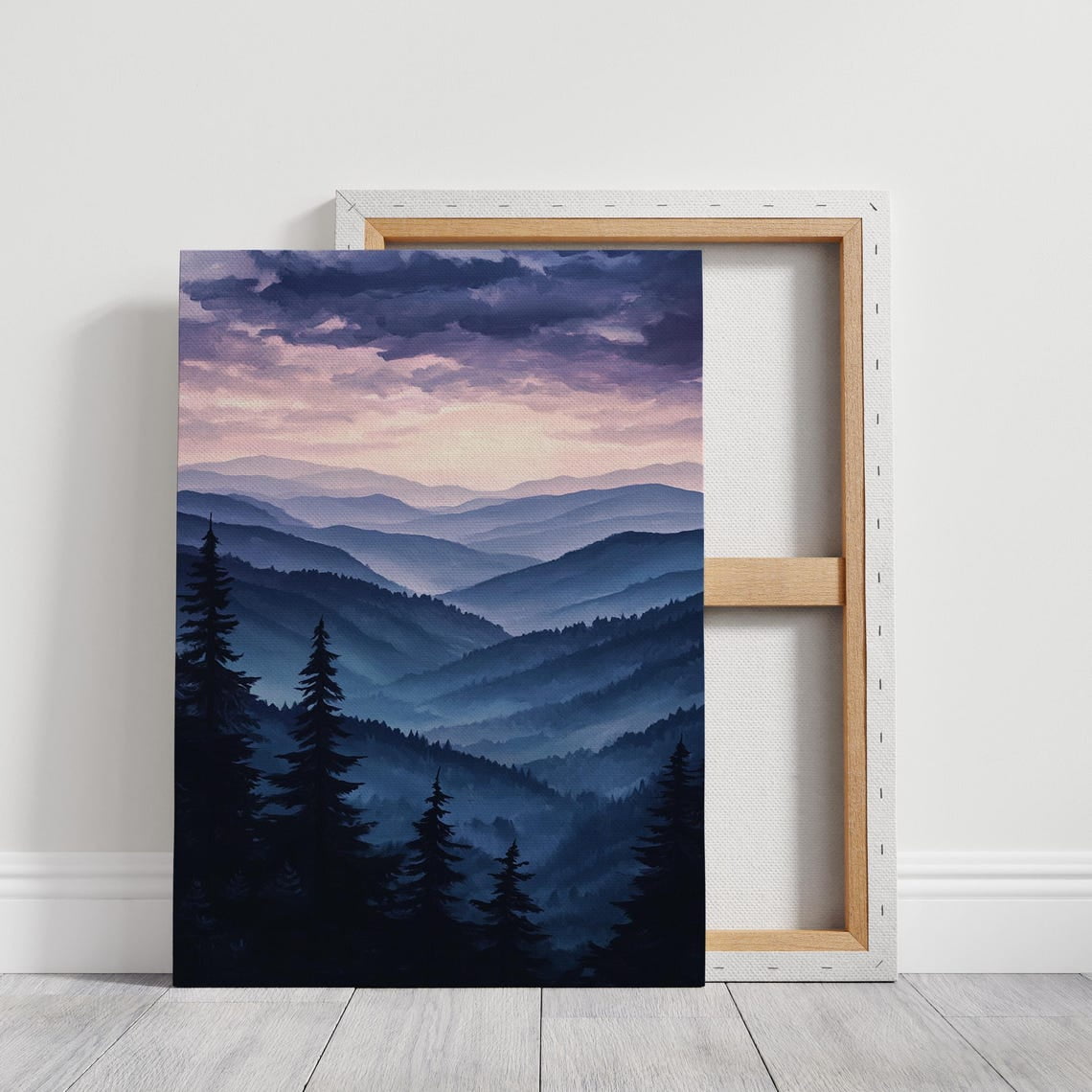 Misty Blue Mountain Print – Serene Layered Landscape, Tranquil Nature Wall Art, Moody Twilight ...