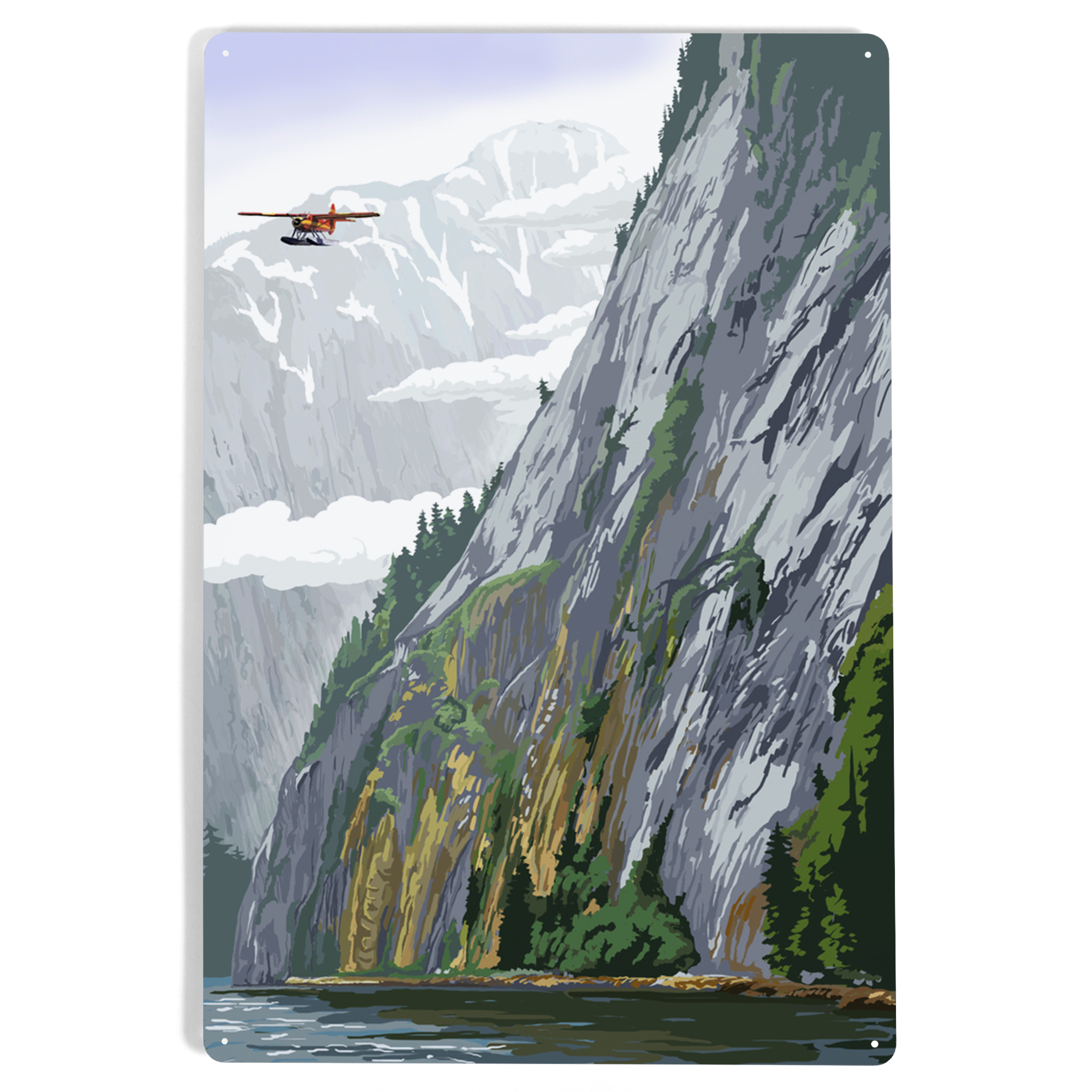 Misty Fjords and Float Plane (12x18 Aluminum Art, Indoor Outdoor Metal ...