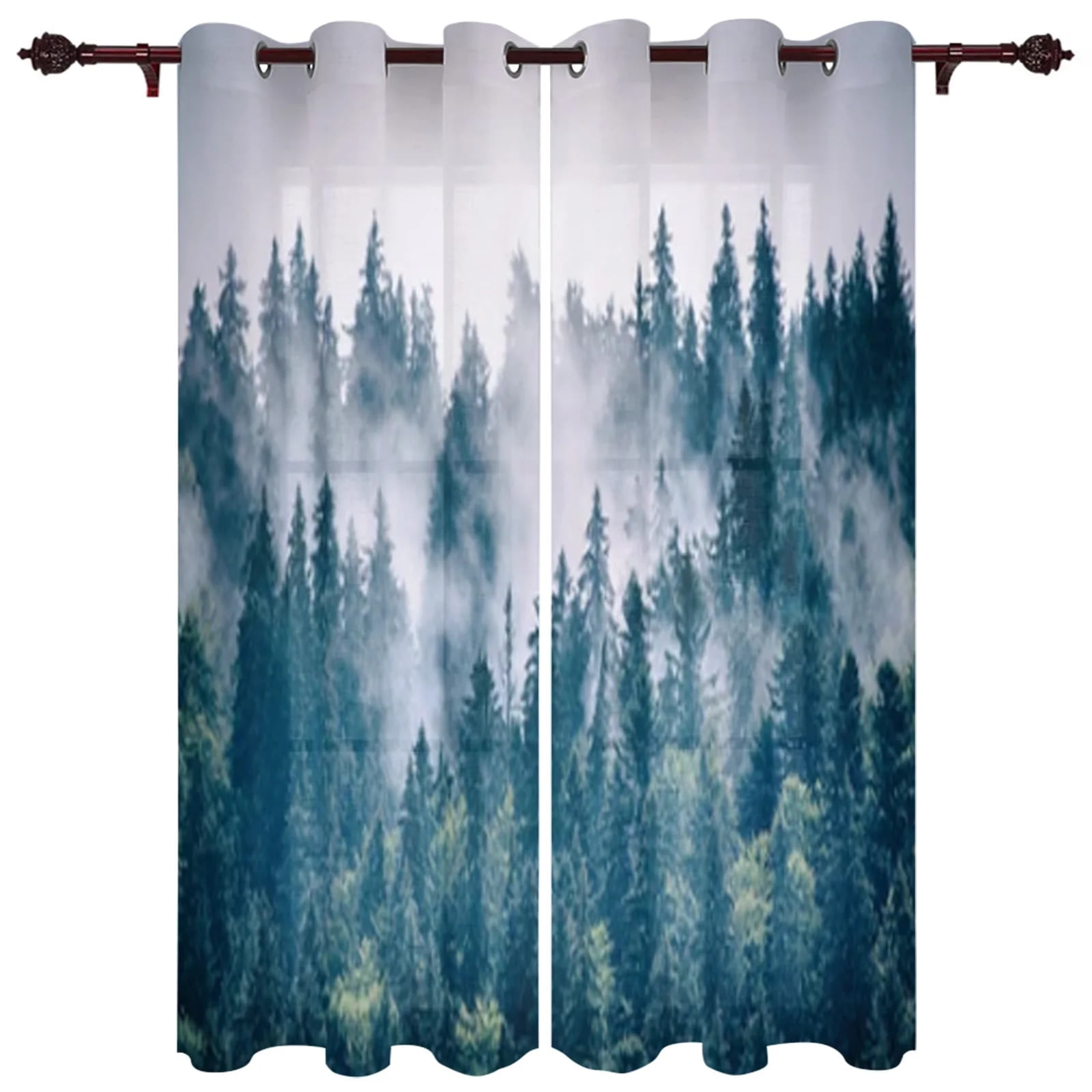 Misty Foggy Mountain Landscape Window Curtains For Living Room Luxury ...