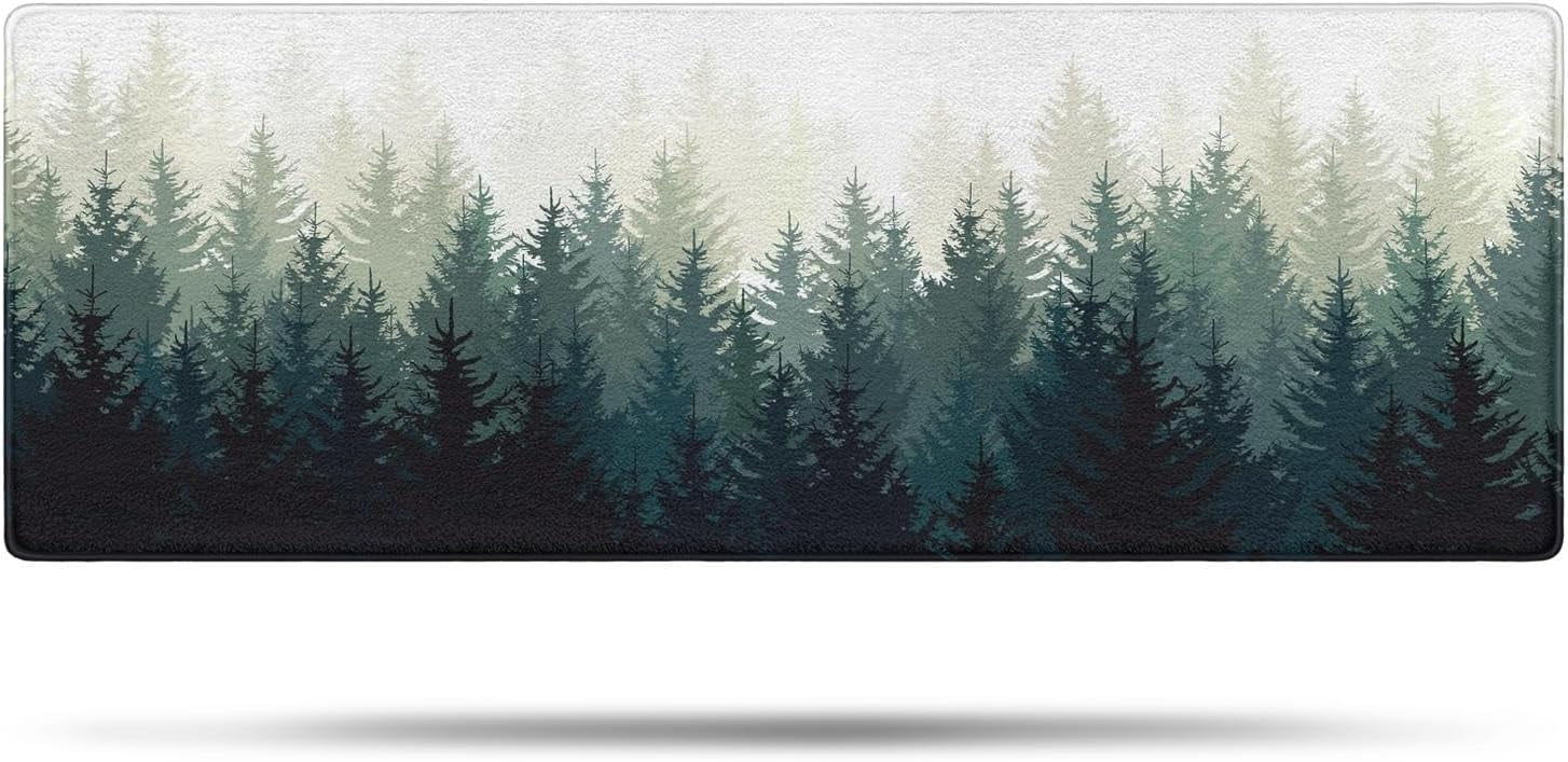 Misty Forest Bathroom Rugs Nature and Woodland Bath Mat Non-Slip Water ...